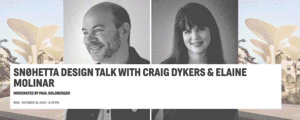 Elaine Molinar and Craig Dykers lecture at Scandinavia House – Snøhetta